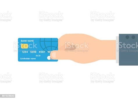 격리 된 흰 바탕에 신용 카드를 들고 손을 평면 디자인 일러스트입니다 It 지원에 대한 스톡 벡터 아트 및 기타 이미지 It 지원 개념 개념 기호 Istock