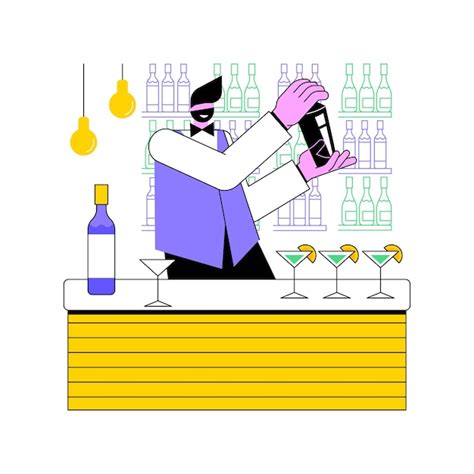 완벽한 칵테일 절연 만화 벡터 일러스트 만들기 프리미엄 벡터