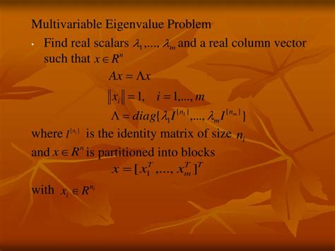 Ppt Properties Of The Horst Algorithm For The Multivariable