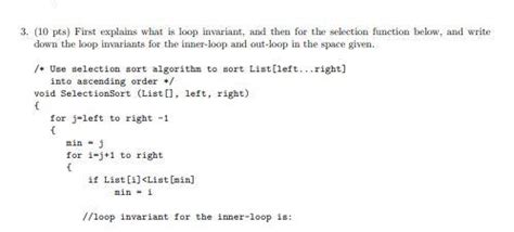 Solved Pts First Explains What Is Loop Invariant Chegg