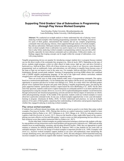 Pdf Supporting Third Graders Use Of Subroutines In Programming