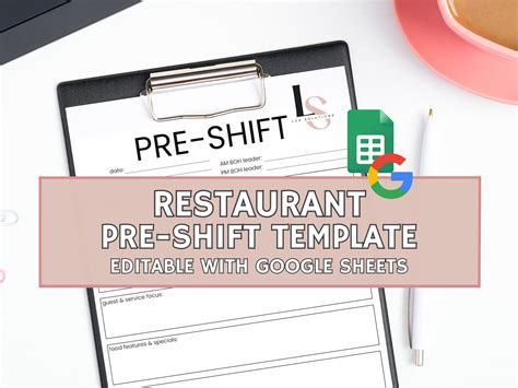 Pre Shift For Restaurants Editable Pre Shift Template Restaurant