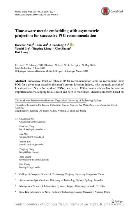 Time Aware Metric Embedding With Asymmetric Projection For Successive