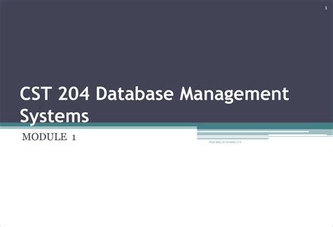 Module CST Database Management Systems MODULE PREPARED BY SHARIKA T R Syllabus Studocu