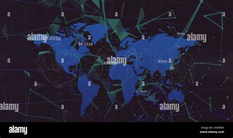 Image Of Light Trails Over Network Of Connections With Data Processing