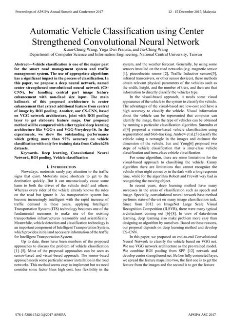 pdf automatic vehicle classification using center strengthened