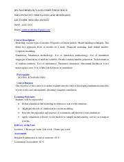 Simulation And Modeling Principles Techniques And Applications Course Hero