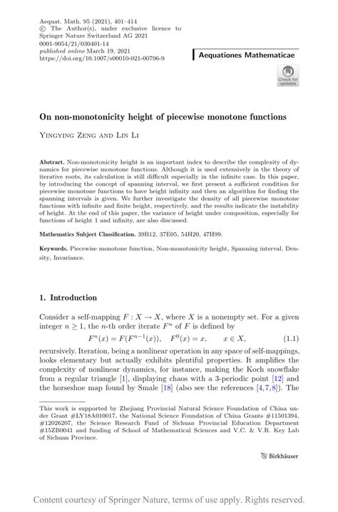 On Non Monotonicity Height Of Piecewise Monotone Functions Request Pdf