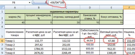Как в Excel вычислить процент наценки