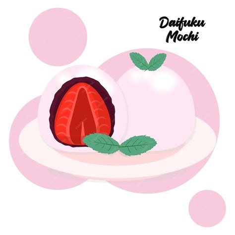 Premium Vector Daifuku Mochi With Strawberry Filling Traditional