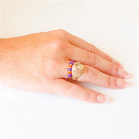 The Poppi Ring In Purple And Orange I Stretch Ring I 14 K Gold Filled