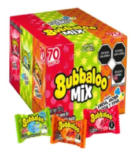 Chicle Bubbaloo Mix Fresamora Y Piña Chamoy Caja Con 70pzas