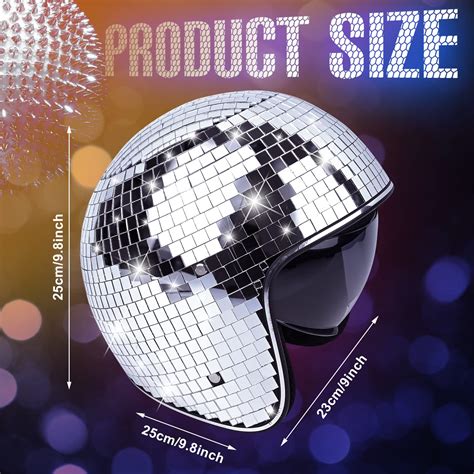 Yoiemivy Disco Helmet With Retractable Visor Glitter Mirror Glass Disco