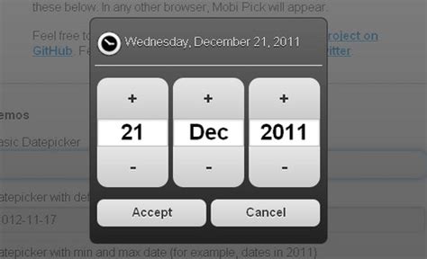 Android Style Date Picker Widget For Jquery Mobile Web Resources Webappers