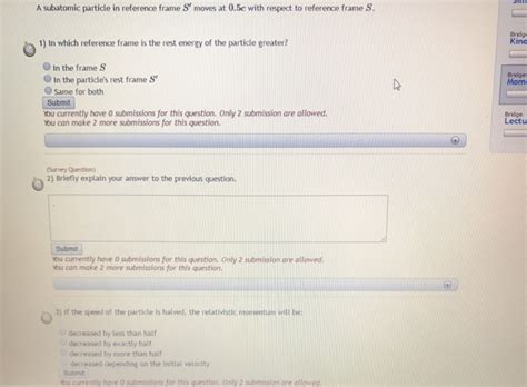 Solved A Subatomic Particle In Reference Frame S Moves At