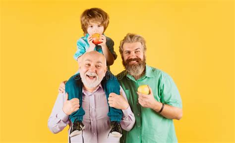 Male Multi Generation Portrait Happy Three Age Multi Generation Stock