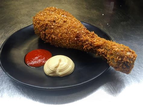 Deep Fried Cornflake Coated Turkey Leg With Sriracha And Kewpie Mayo