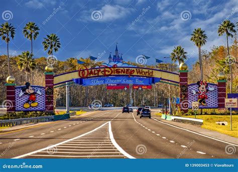 Entrance Arch Of Walt Disney Theme Parks At Lake Buena Vista Area Editorial Photo