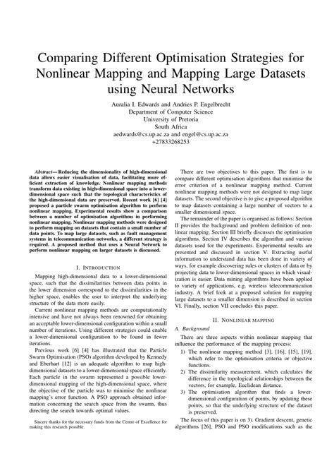 PDF Comparing Different Optimization Strategies For Nonlinear Mapping And Mapping Large
