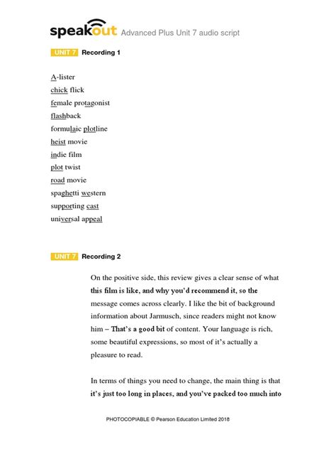 Unit 7 Class Audio Scripts Pdf Poetry