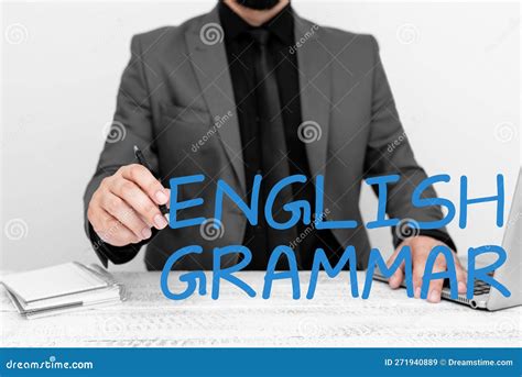Hand Writing Sign English Grammar Word For Courses Cover All Levels Of