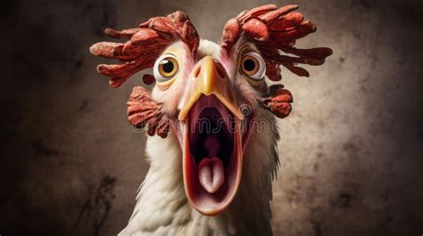 Intense Portraits The Surprised Chicken With A Quirky Twist Stock
