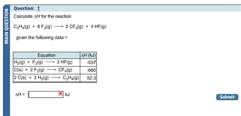 solved question 1 calculate delta h for the reaction