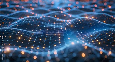 Digital Network Background With Flowing Data Streams For Scientific
