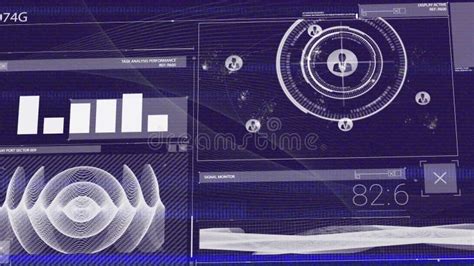 Animation Of Glitch Technique Over Bar Graph Profile Icons Maps Waves And Digital Timer Stock