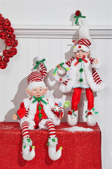 17 Fabric Bendable Candy Elf Ornament Decorators Warehouse
