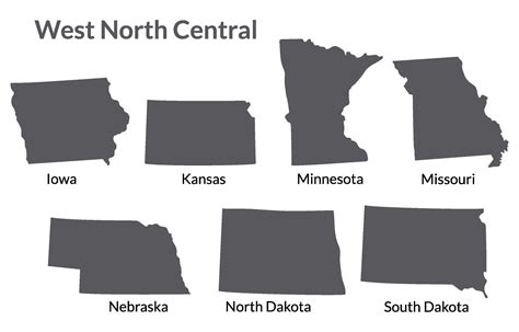Usa States West North Central Regions Map 38511207 Vector Art At Vecteezy