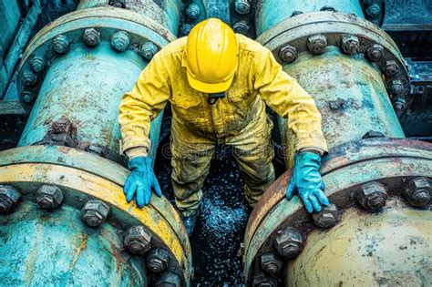 Technician Performing Routine Maintenance Check On Industrial Equipment