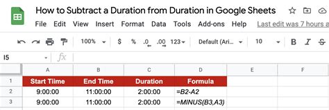 How To Subtract A Duration From Duration In Google Sheets