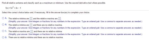 solved find all relative extrema and classify each as a