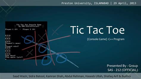 tic tac toe c project presentation ppt programming languages