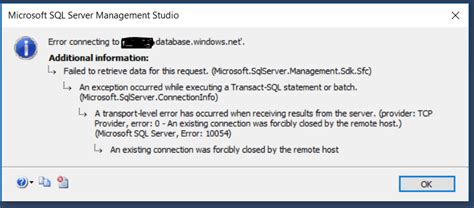 Sql Server Ssms Cant Connect To Azure Database Database