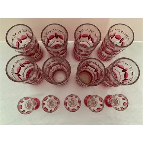 Mid Century Indiana Ruby Red Flashed Colony Classique Glassware Set 14