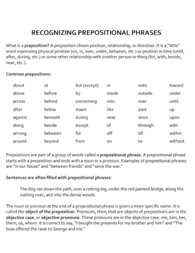 Preposition 110 Examples Types How To Use Pdf