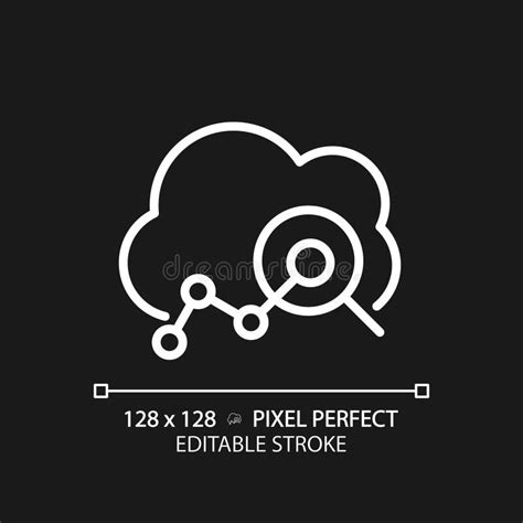 Cloud Analytics Pixel Perfect White Linear Icon For Dark Theme Stock Vector Illustration Of