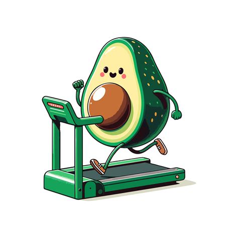 Cute Icon Character Avocado Treadmill 42817544 PNG
