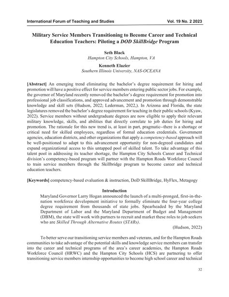 Pdf Military Service Members Transitioning To Become Career And Technical Education Teachers