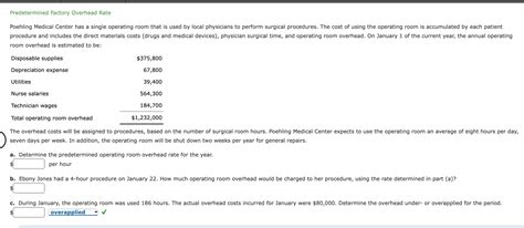 Solved Predetermined Factory Overhead Rate Room Overhead Is
