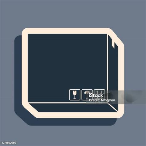 회색 배경에 격리 된 트래픽 기호 아이콘검은 판지 상자 상자 포장 소포 기호 배달 및 포장 운송 및 운송 긴 그림자 스타일입니다 벡터 일러스트레이션 0명에 대한 스톡 벡터