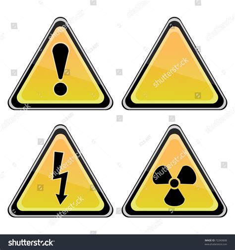 Set Triangular Warning Hazard Signs Stock Vector 72260608 Shutterstock