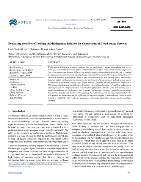 Pdf Evaluating The Effect Of Locking On Multitenancy Isolation For Components Of Cloud Hosted