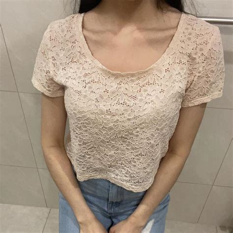 Pink Lacy Crop Top 💗 Size M Worn But In Great Depop