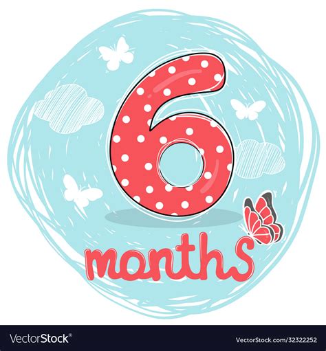Number For Sixth Month Life Hand Drawn Royalty Free Vector