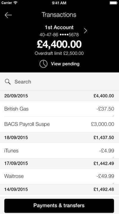 Rich Bank Account Screenshot