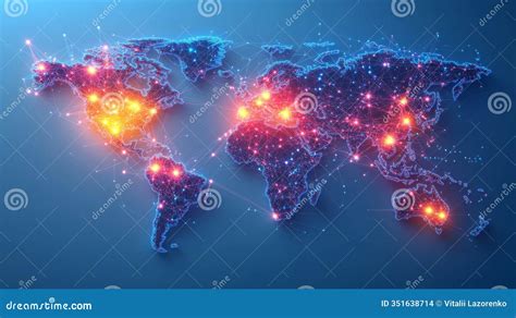 Global Digital Network Connections Highlighting Data Flow Across Continents Stock Illustration