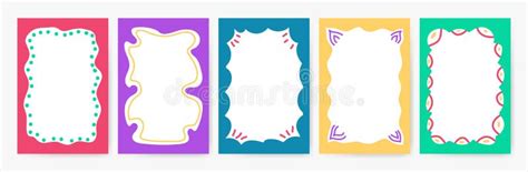 Hand Drawn Multicolored Textbox For Social Media Doodle Wave Scalloped Edge Background